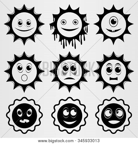 Set Nine Cartoon Suns Vector & Photo (Free Trial) | Bigstock