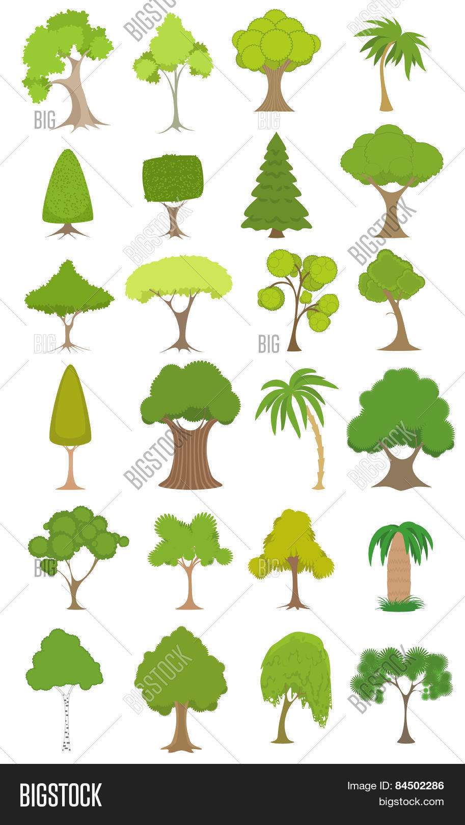 Green Trees Set Vector & Photo (Free Trial) | Bigstock