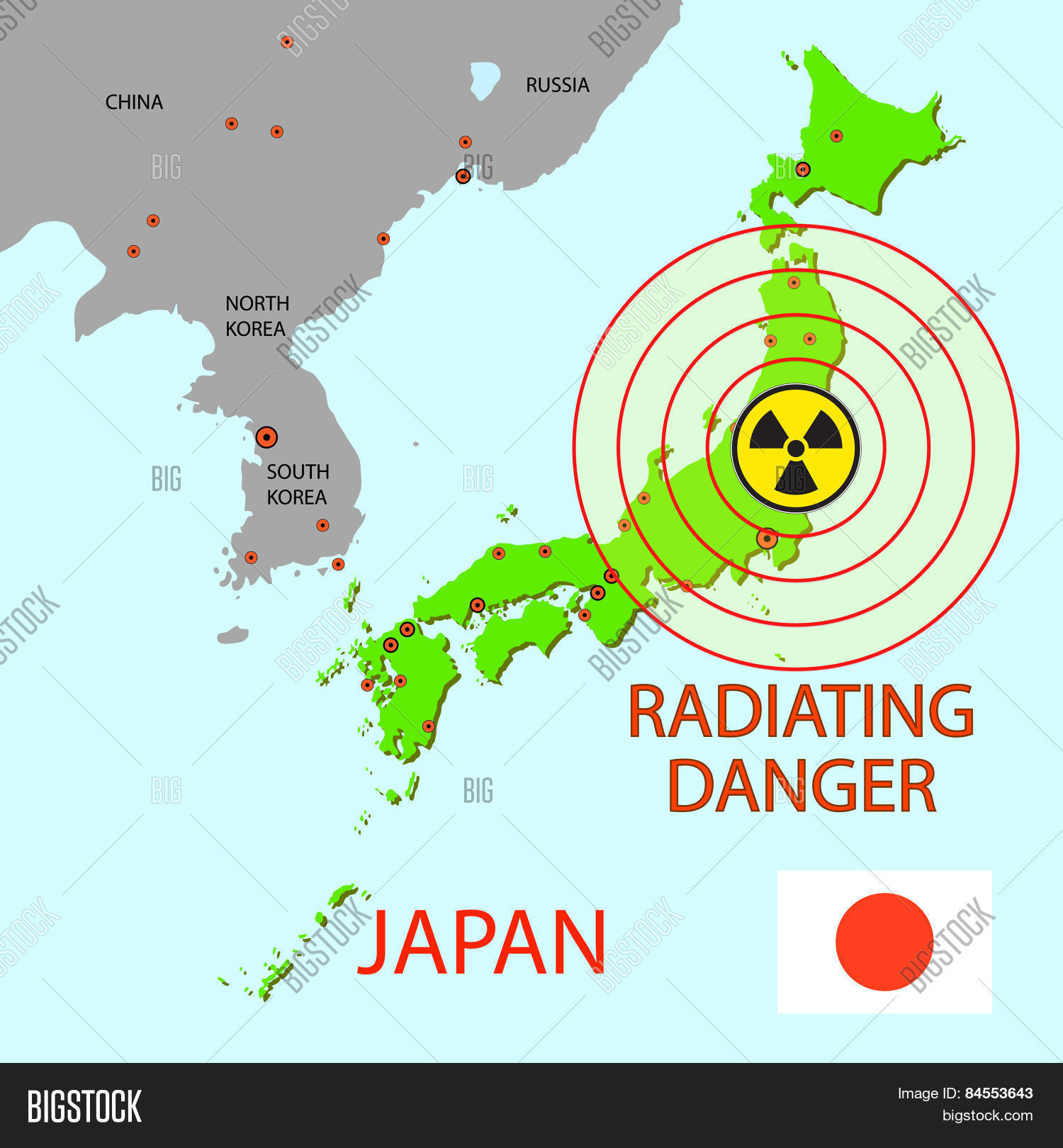 Japan Map Danger On Vector & Photo (Free Trial) | Bigstock