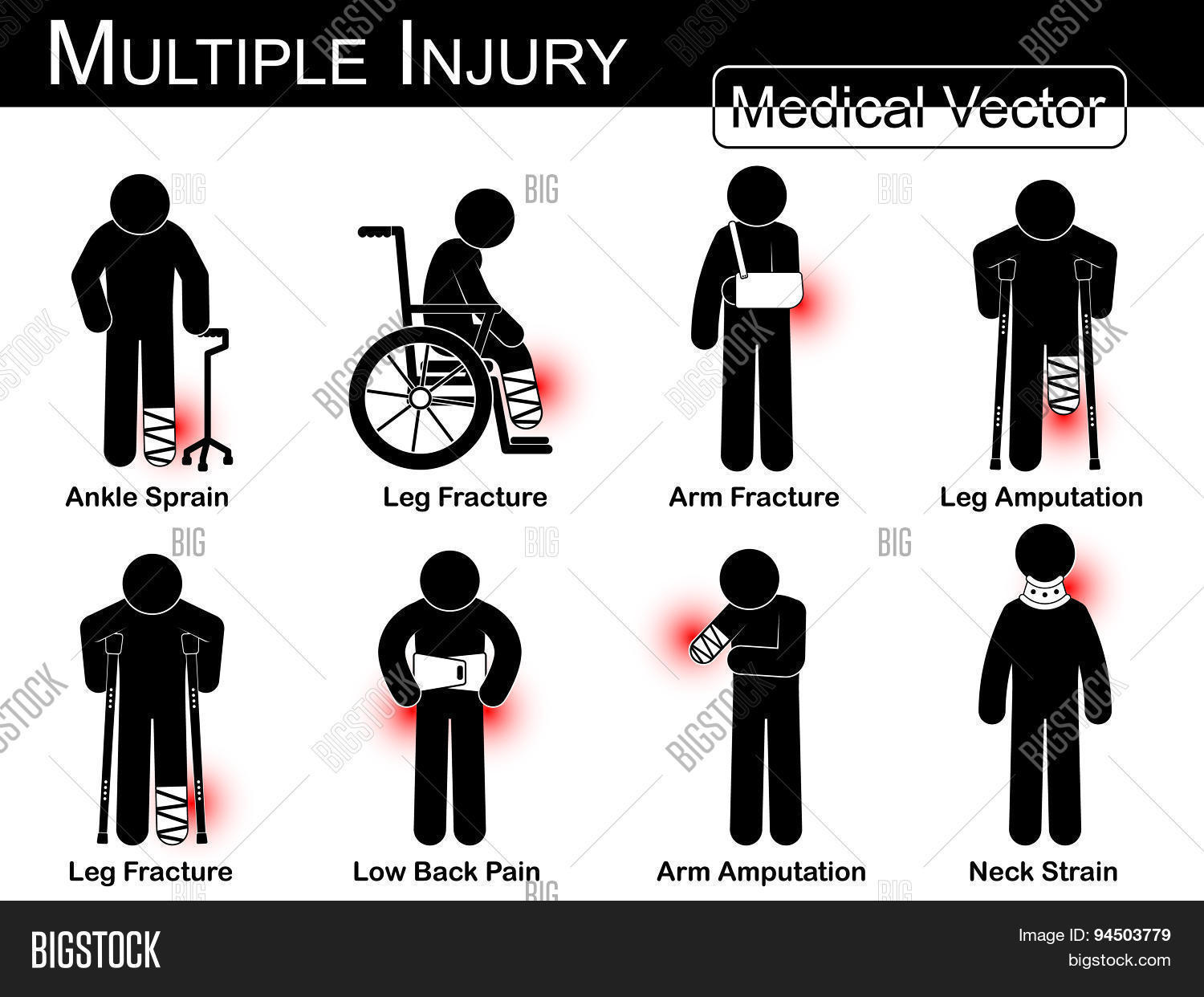Multiple Injury Set Vector & Photo (Free Trial) | Bigstock