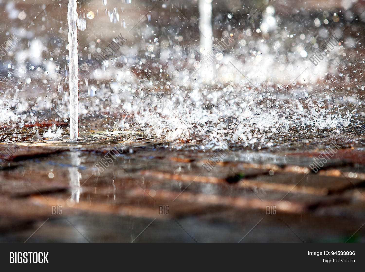 Stream Water Hits Into Image & Photo (Free Trial) | Bigstock