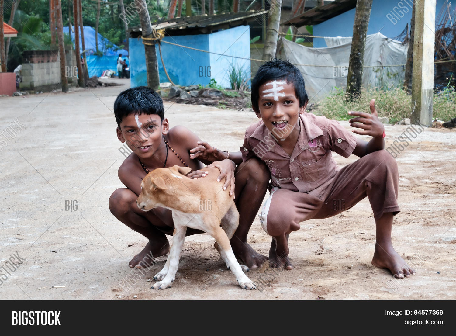 Two Indian Boys Dog On Image & Photo (Free Trial) | Bigstock