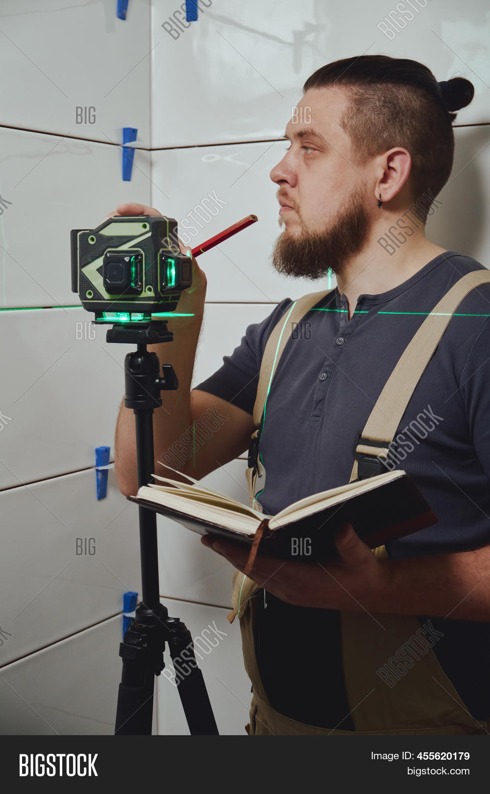 Tiler Checks Tile Image & Photo (Free Trial) | Bigstock