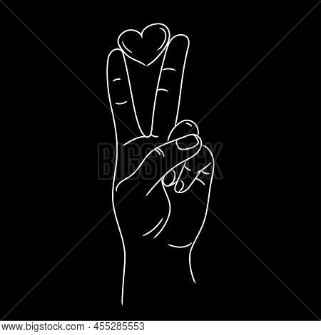 Hand Peace Sign Heart Vector & Photo (Free Trial) | Bigstock