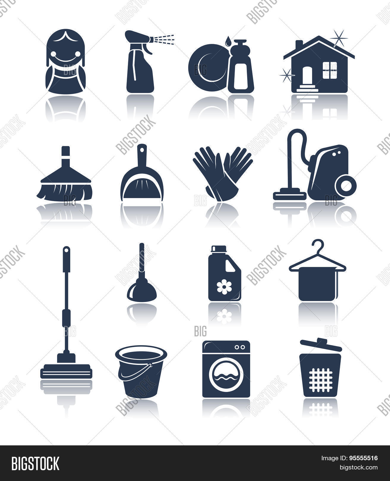 Blue Cleaning Icons Vector & Photo (Free Trial) | Bigstock