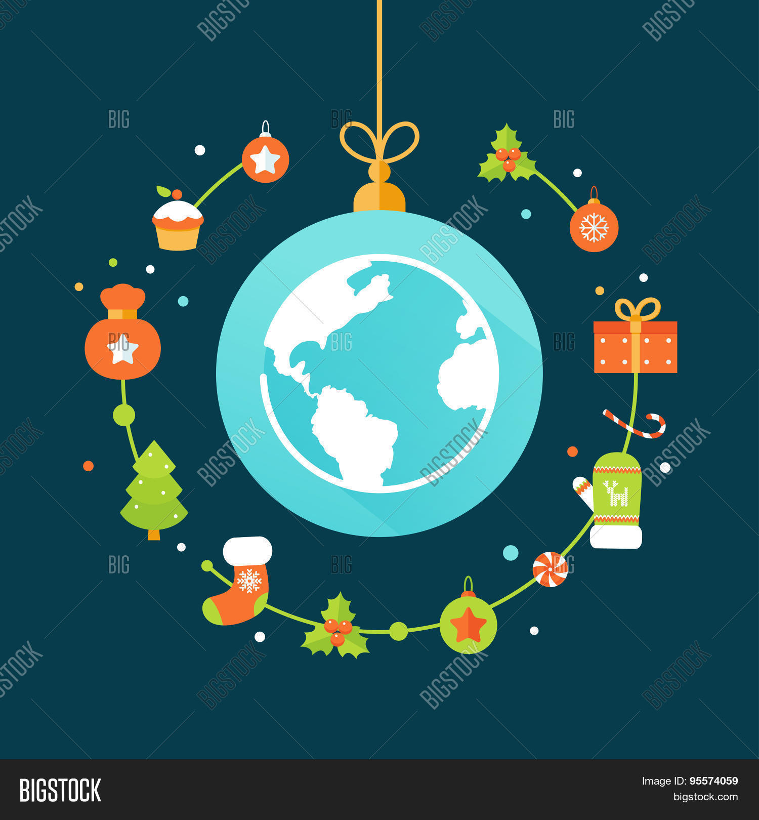 Earth Globe Christmas Vector & Photo (Free Trial) | Bigstock