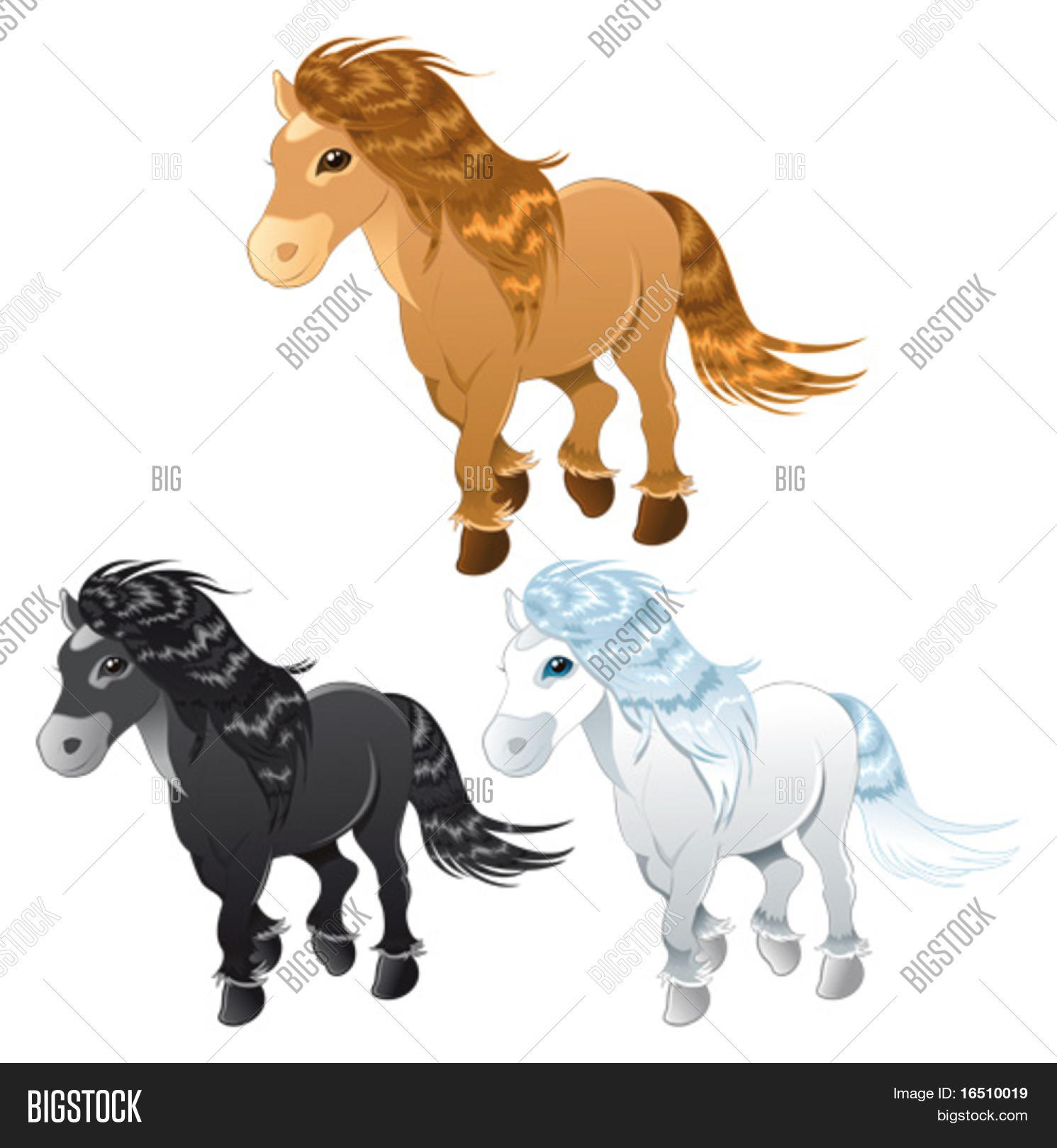 Three Horses Pony. Vector & Photo (Free Trial) | Bigstock
