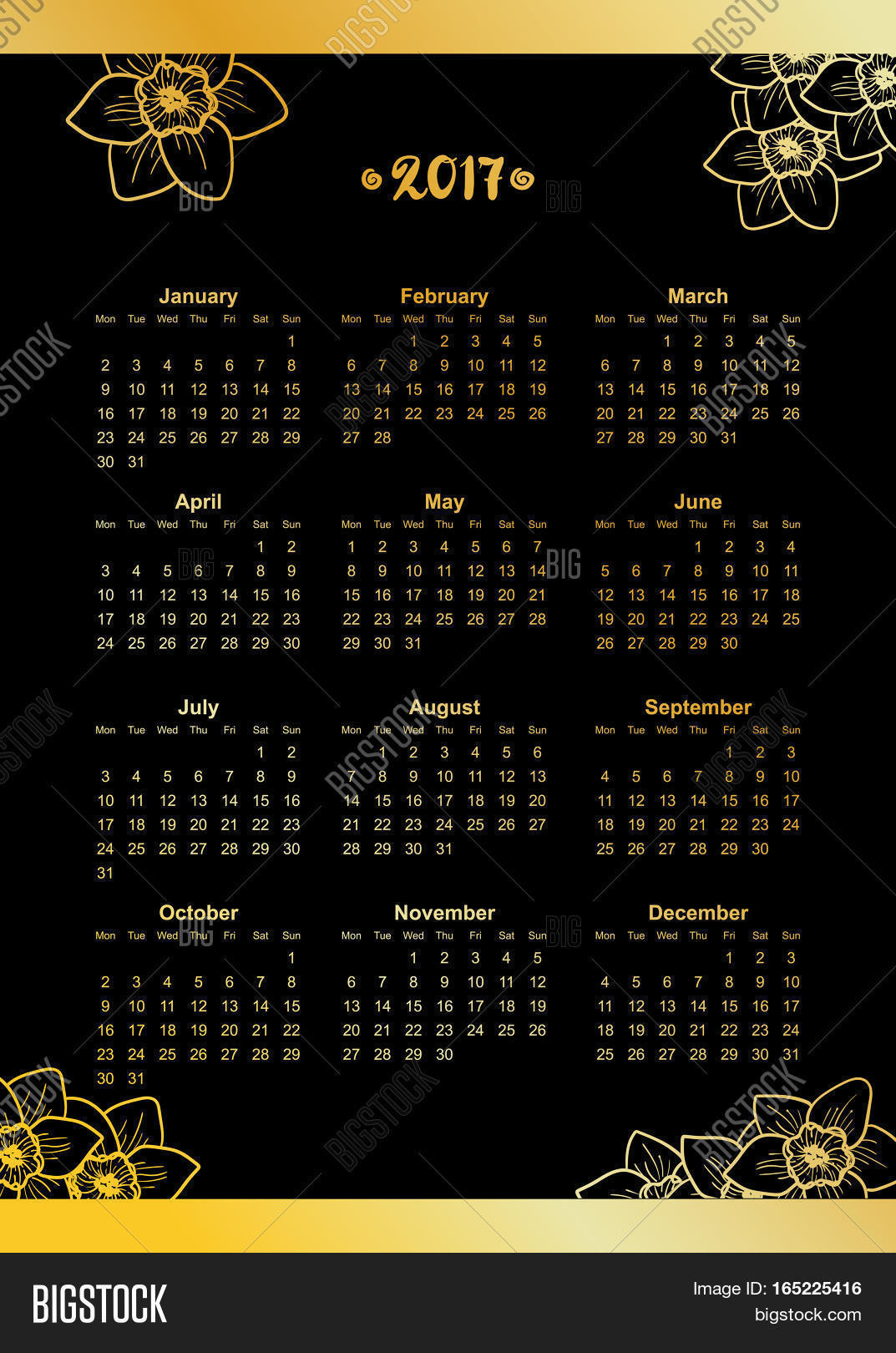 Golden Flowers Design Image & Photo (Free Trial) | Bigstock