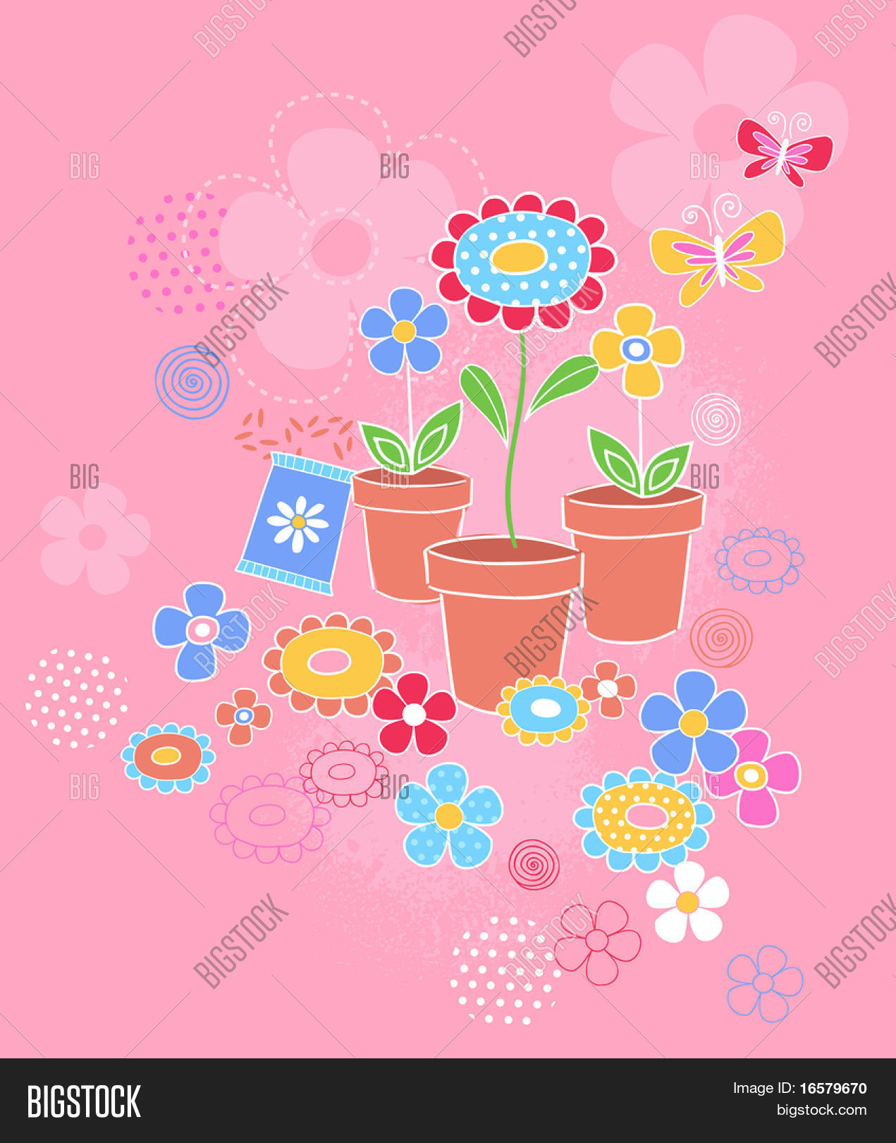 Garden Flower Pots Vector & Photo (Free Trial) | Bigstock