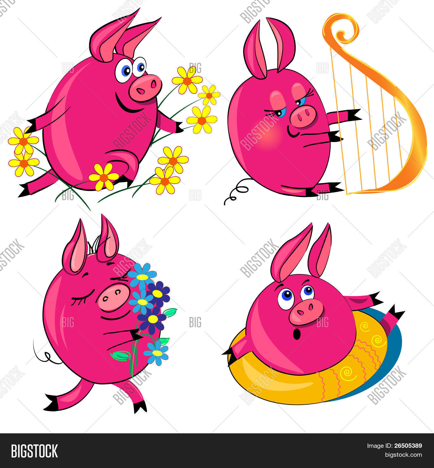 Pig Set Vector Vector & Photo (Free Trial) | Bigstock