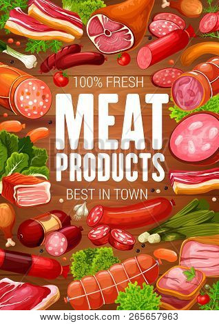 Meat Sausages Poster Vector & Photo (Free Trial) | Bigstock