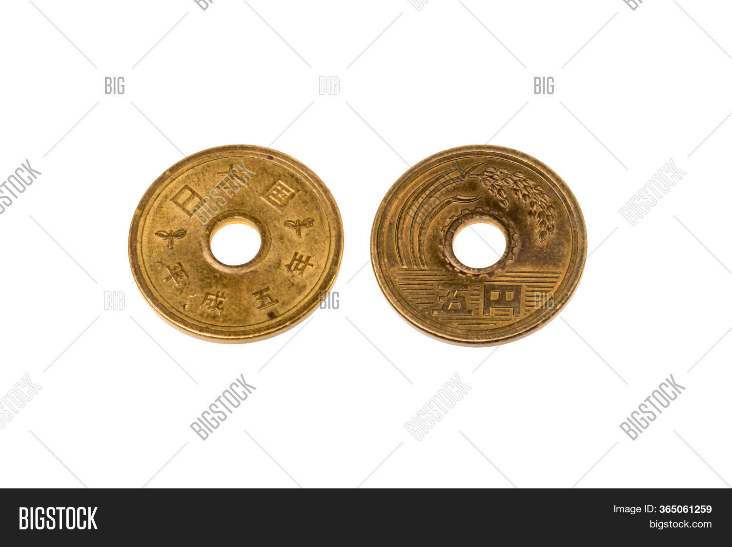 Gold Five Yen Coin Image & Photo (Free Trial) | Bigstock