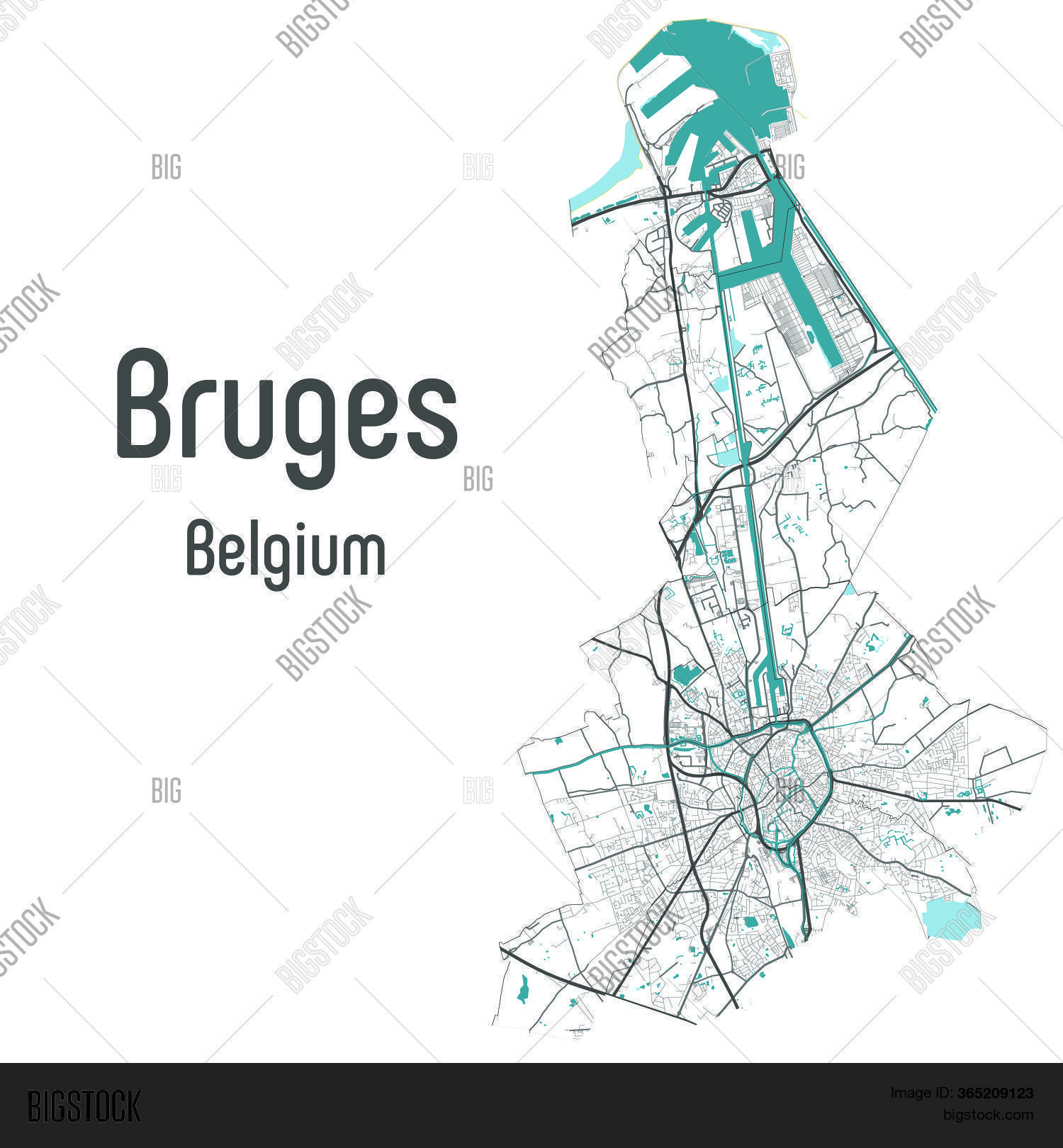 Bruges Brugge Map Vector & Photo (Free Trial) | Bigstock