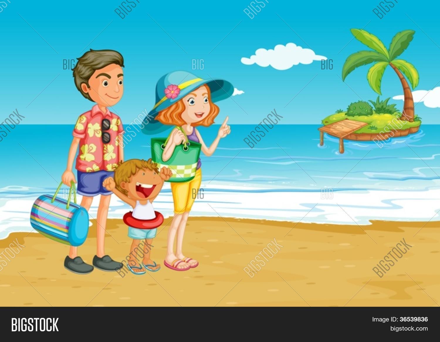 Family Outing Beach Vector & Photo (Free Trial) | Bigstock