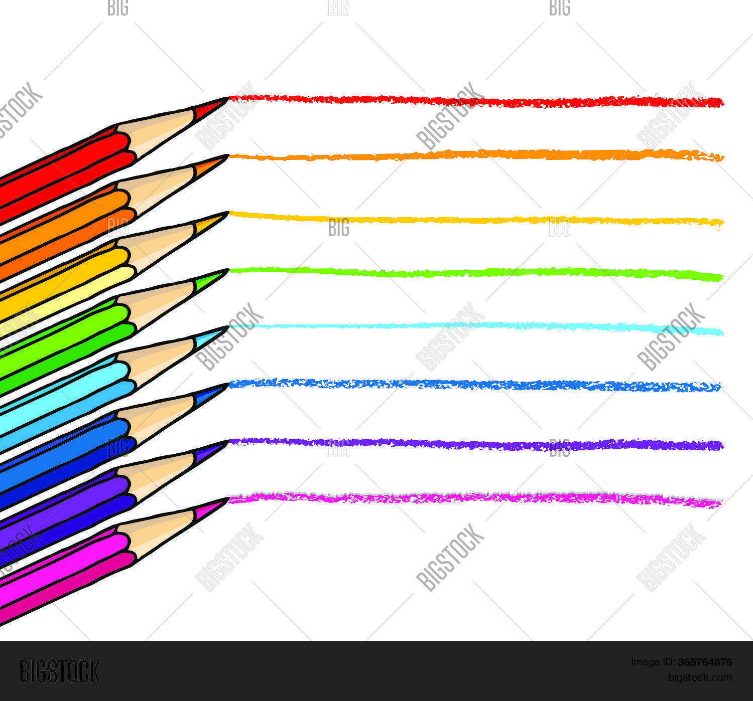 Colored Pencils Line Vector & Photo (Free Trial) | Bigstock