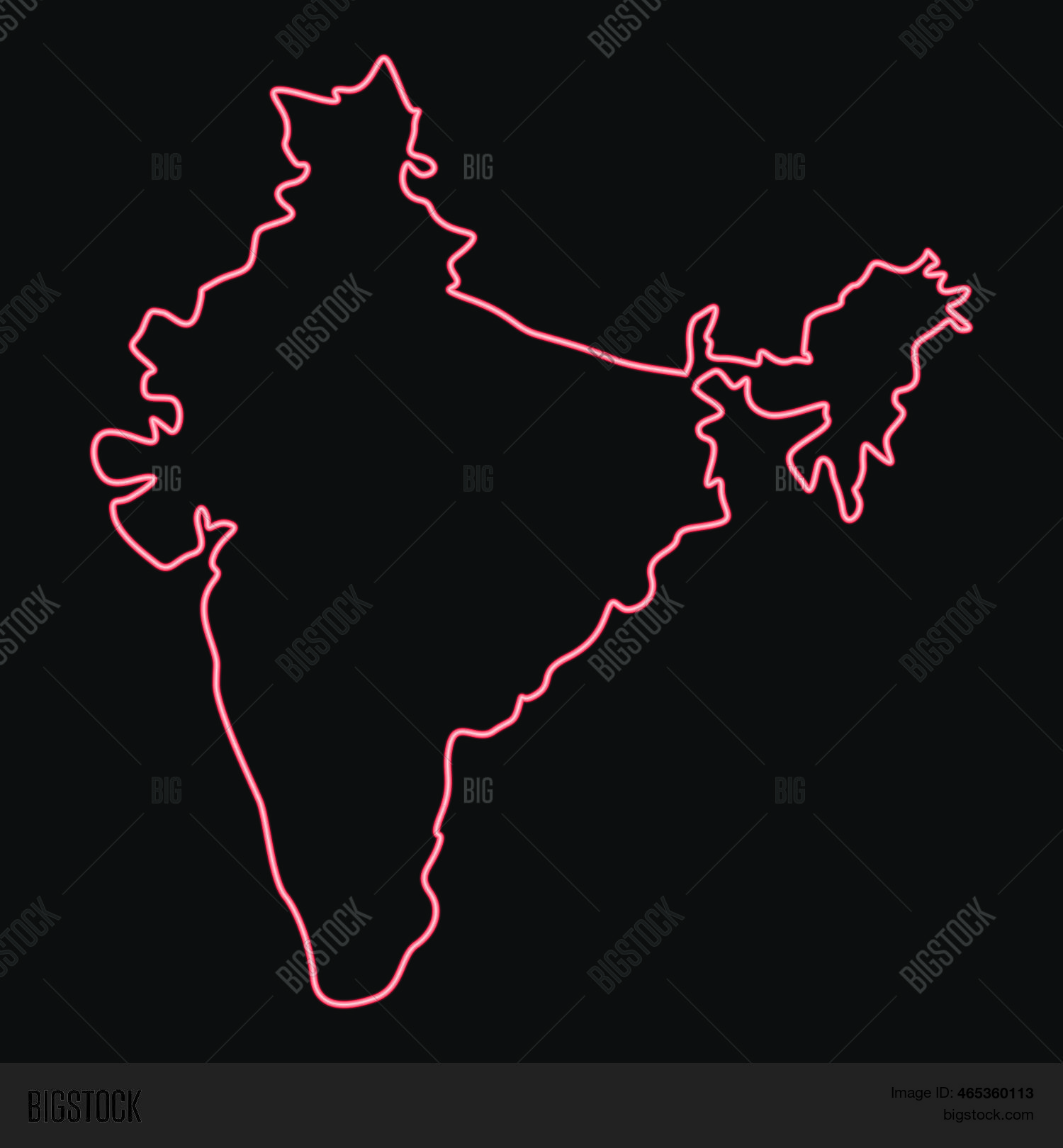 Neon Map India Red Vector & Photo (Free Trial) | Bigstock