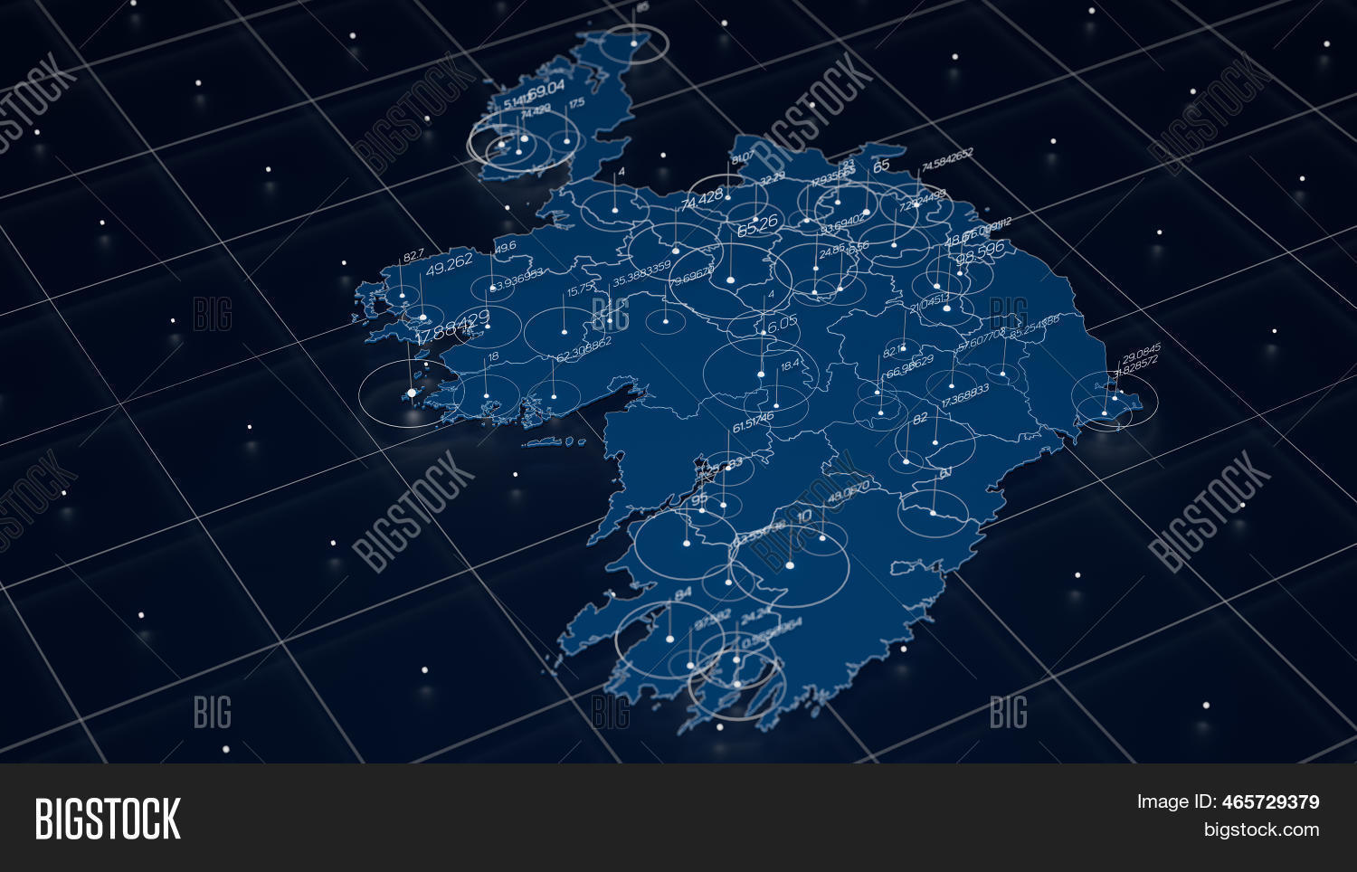 Ireland Blue Map Big Image & Photo (Free Trial) | Bigstock