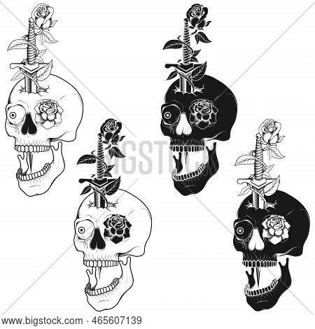 Skull Dagger Drawing