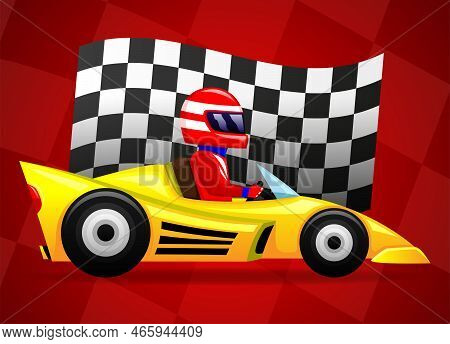 Yellow Car Checkered Vector & Photo (Free Trial) | Bigstock