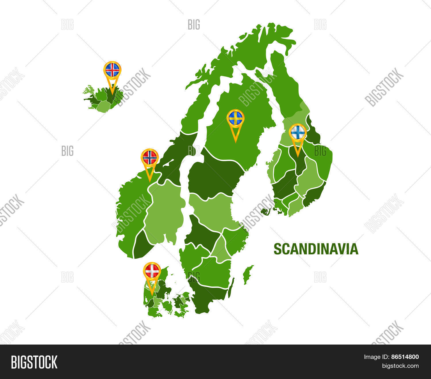 Scandinavia Map Flags Vector & Photo (Free Trial) | Bigstock