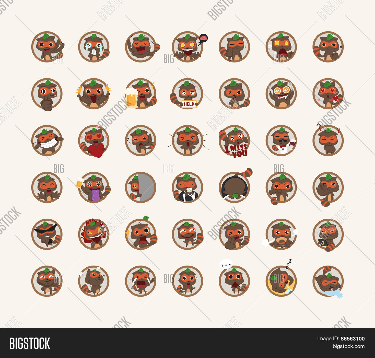 Set Tanuki Character Vector & Photo (Free Trial) | Bigstock