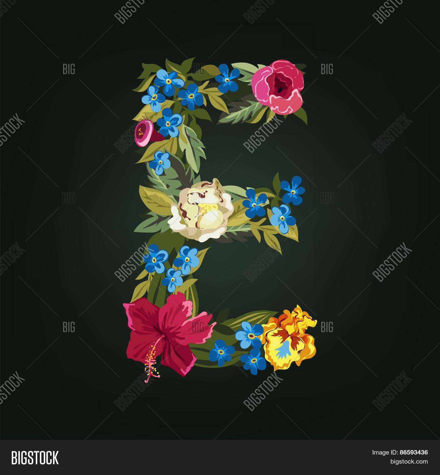 E Letter. Flower Vector & Photo (Free Trial) | Bigstock