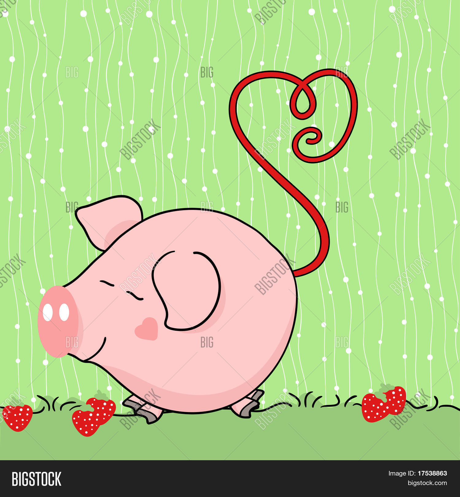 Cute Pig Strawberry Vector & Photo (Free Trial) | Bigstock