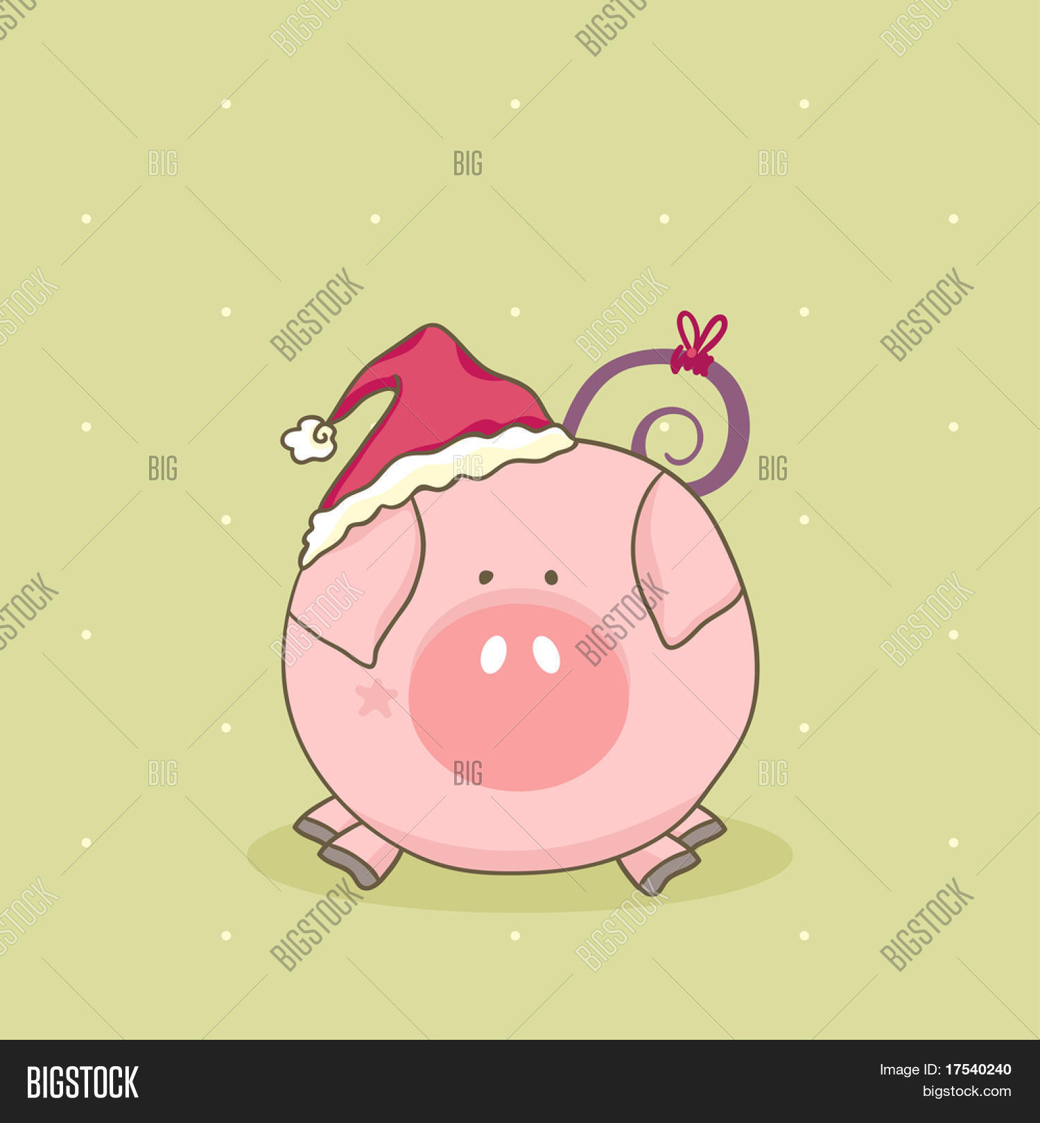 Cute Pig Santa Hat Vector & Photo (Free Trial) | Bigstock