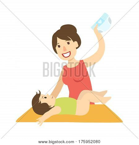 Mother Changing Nappy Vector & Photo (Free Trial) | Bigstock