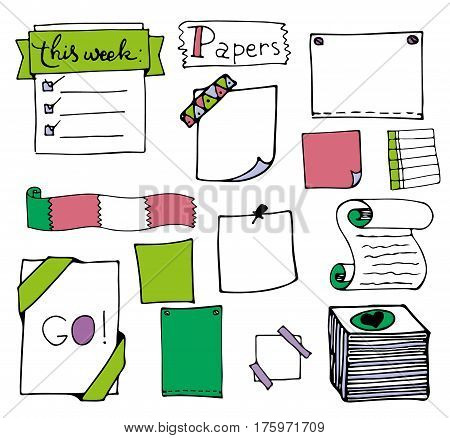 Set Hand Drawn Paper Vector & Photo (Free Trial) | Bigstock