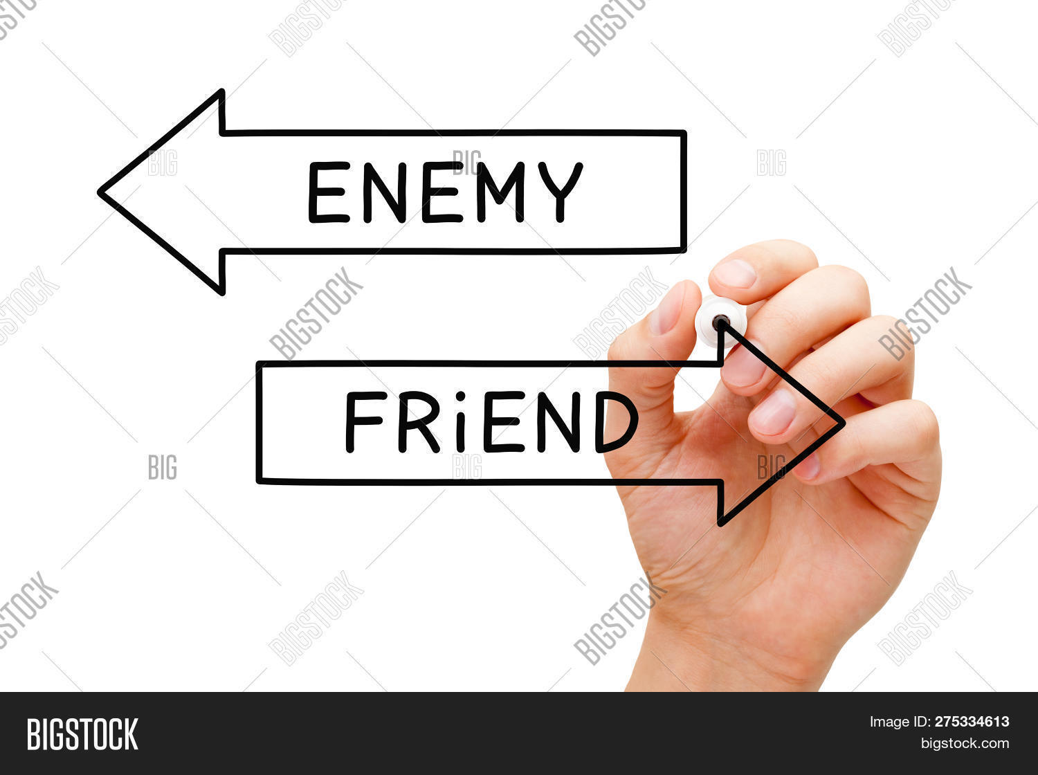 Hand Drawing Enemy Image & Photo (Free Trial) | Bigstock