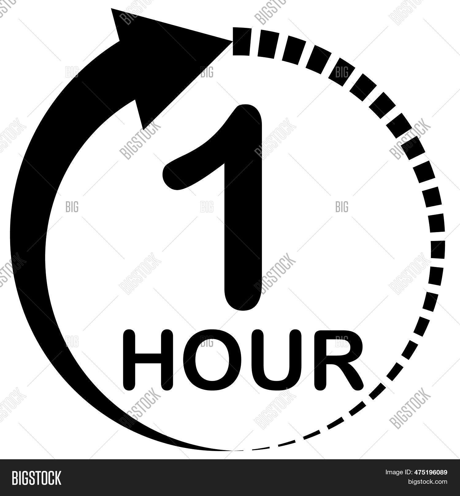 One Hour Round Icon On Image & Photo (Free Trial) | Bigstock