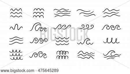 Doodle Sea Wave Icons Vector & Photo (Free Trial) | Bigstock