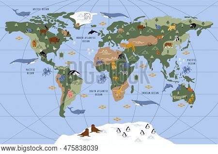 Animals World Map Vector & Photo (Free Trial) | Bigstock