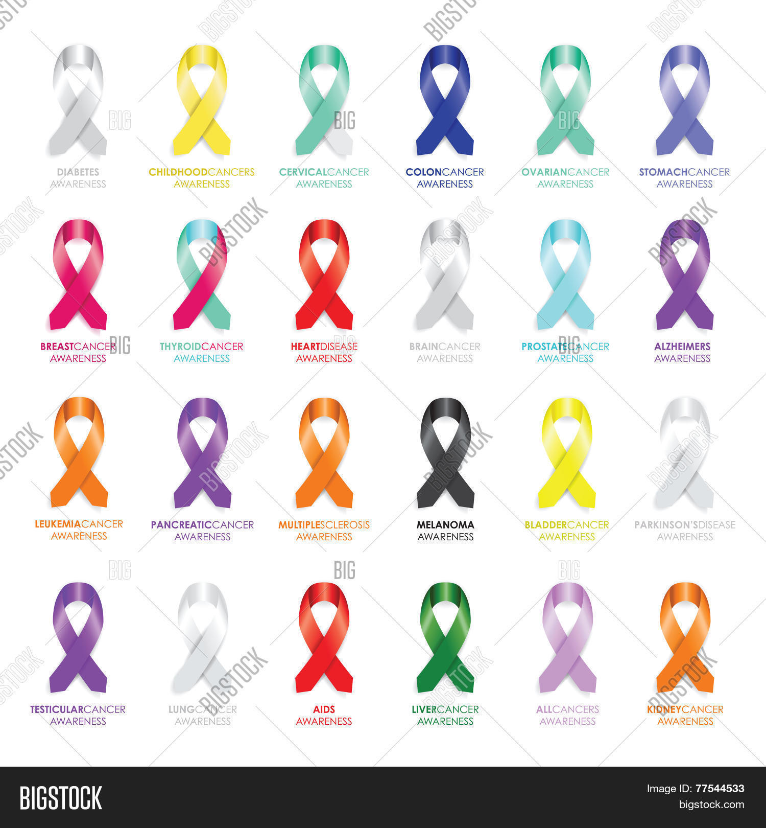 Set Awareness Ribbons Vector & Photo (Free Trial) | Bigstock