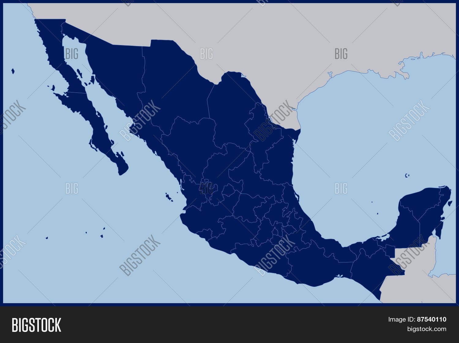 Blank Map Mexico Vector & Photo (Free Trial) | Bigstock