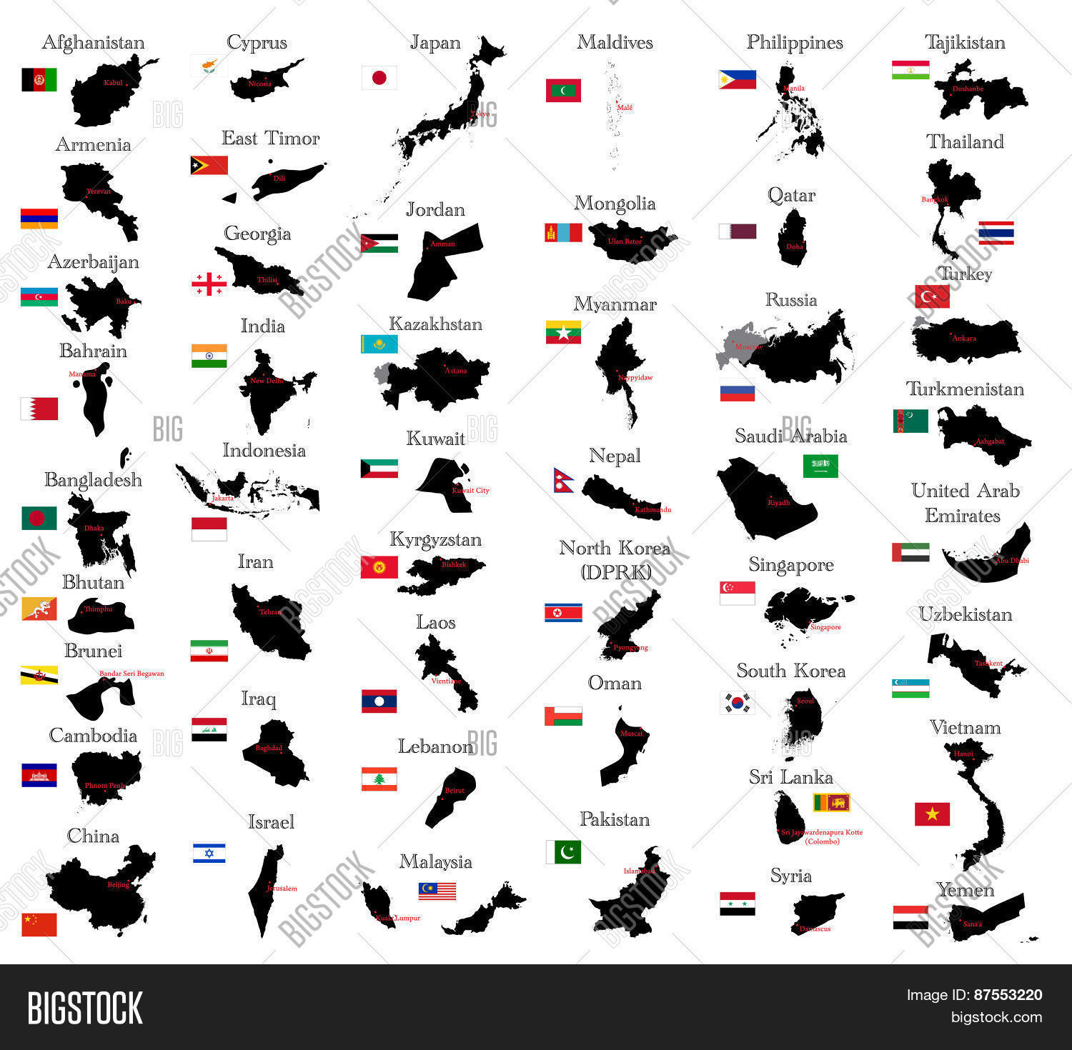 Countries Asia Vector & Photo (Free Trial) | Bigstock