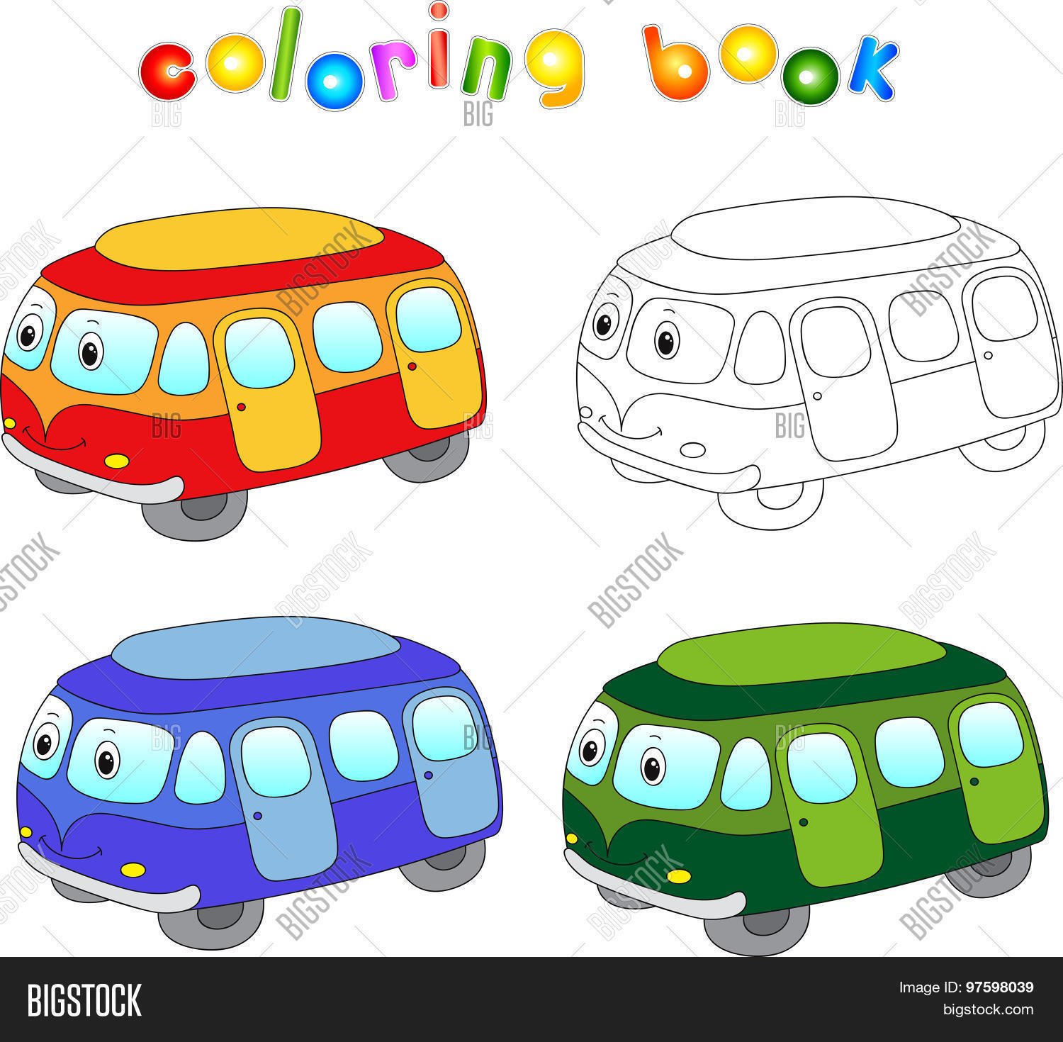 Funny Cartoon Bus. Vector & Photo (Free Trial) | Bigstock