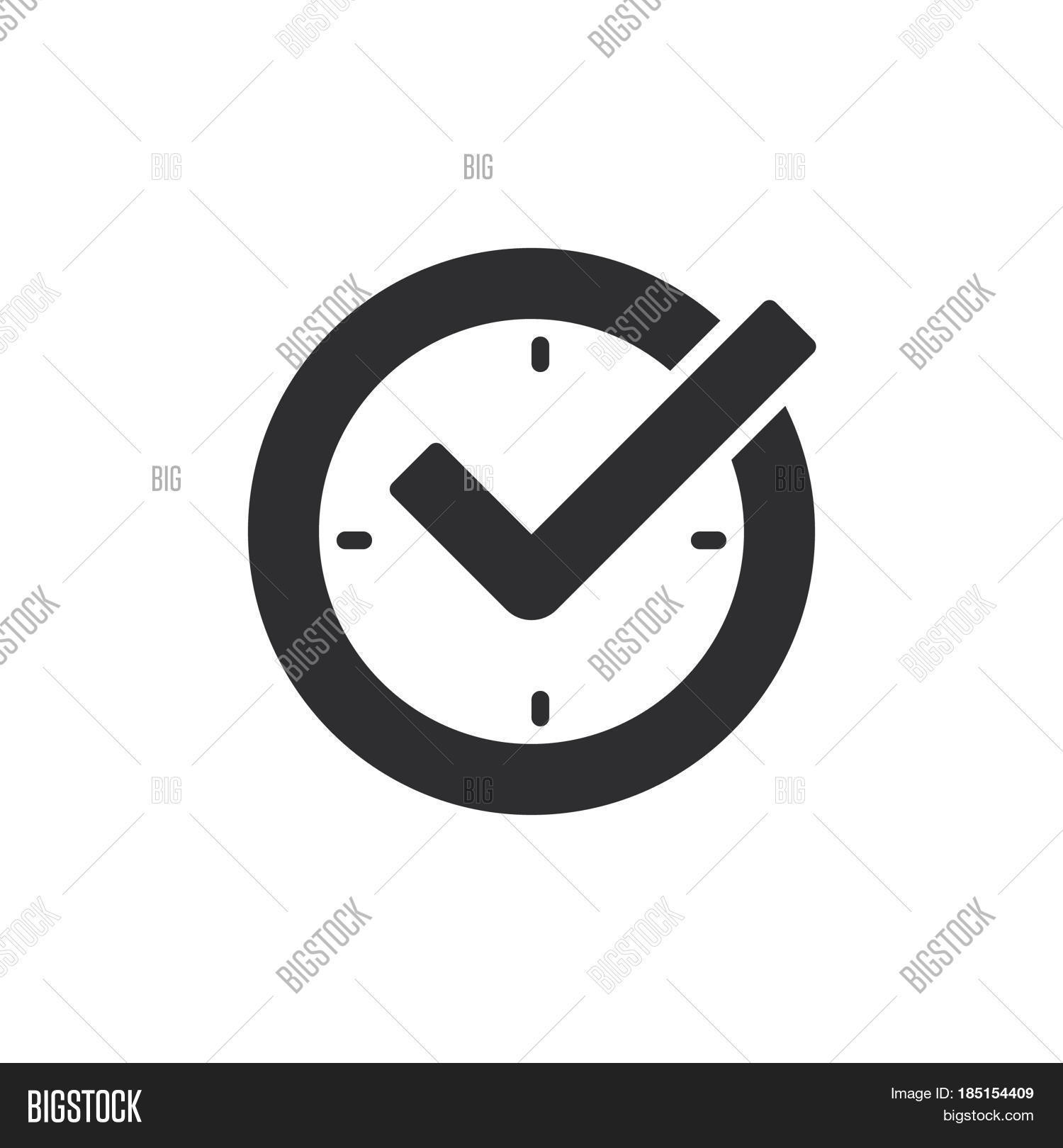 Check Mark On Clock Vector & Photo (Free Trial) | Bigstock