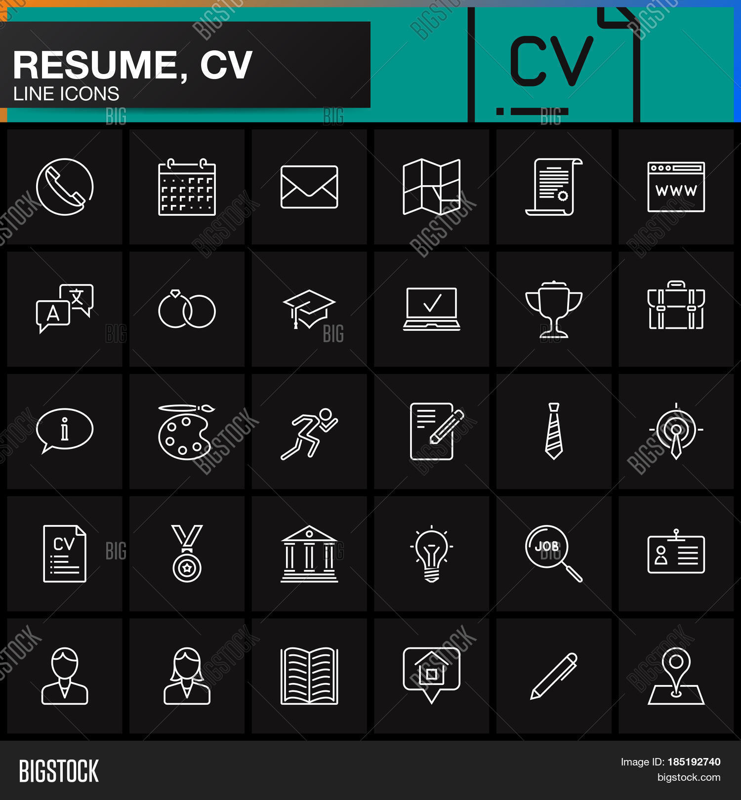 Line Icons Set Resume Vector & Photo (Free Trial) | Bigstock
