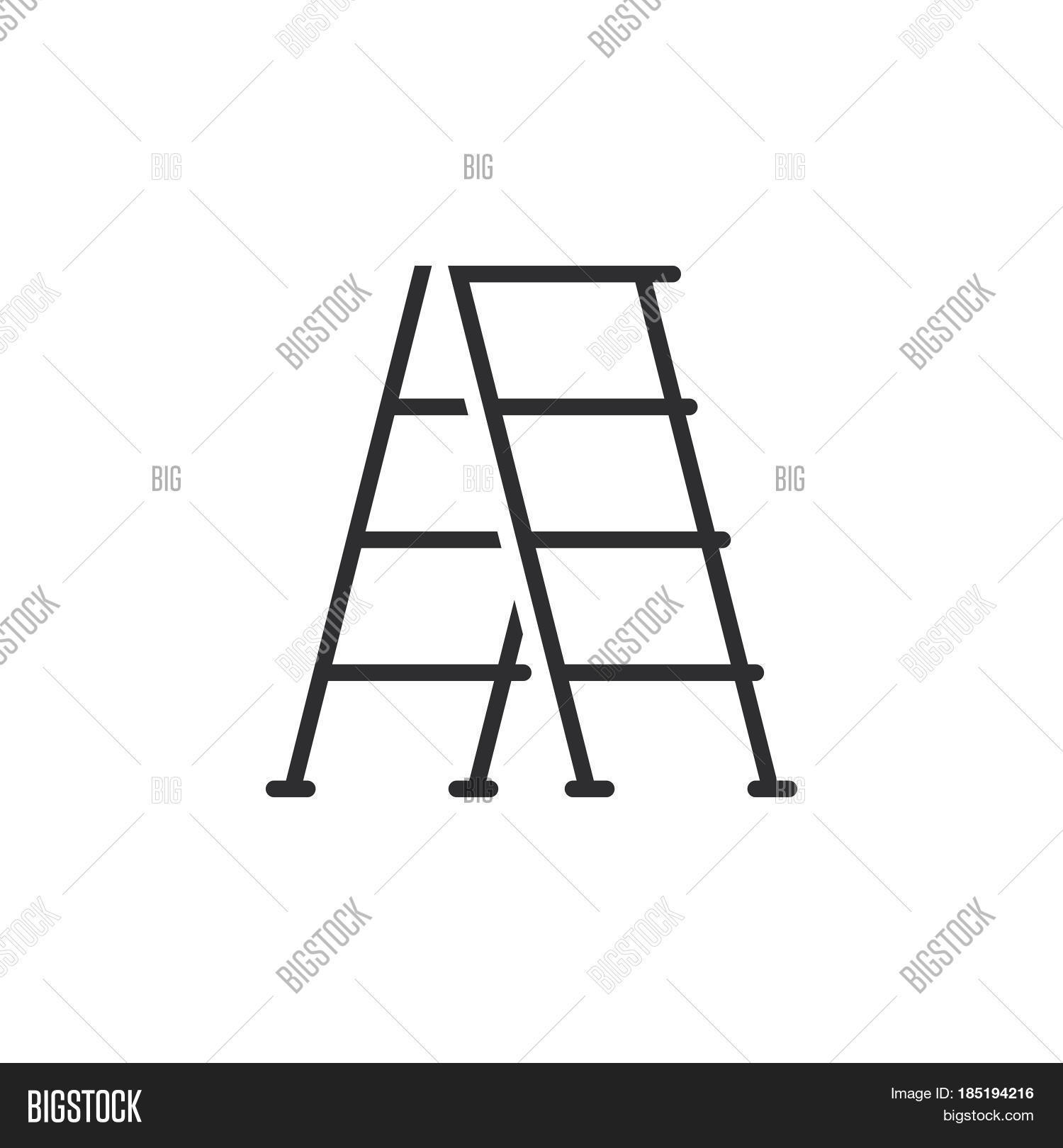 Step Ladder Line Icon Vector & Photo (Free Trial) | Bigstock