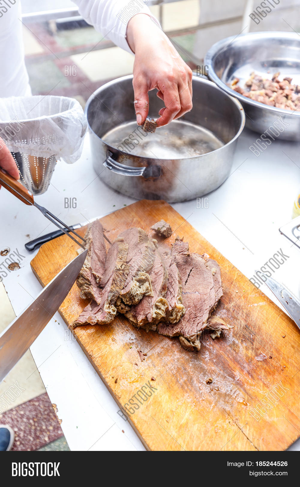 Cook Cuts Boiled Beef Image & Photo (Free Trial) | Bigstock