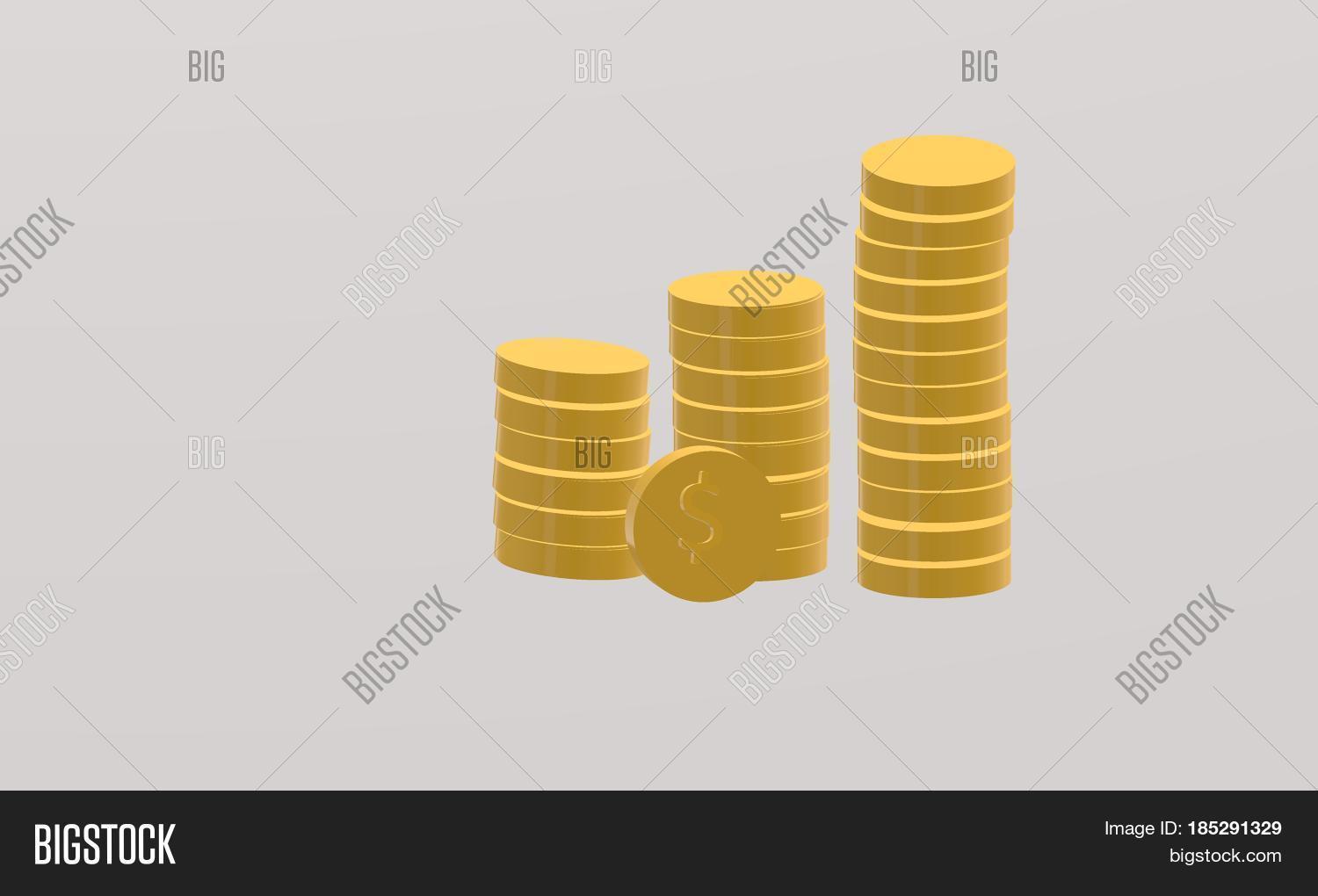 3d Coin Stack On Gray Image & Photo (Free Trial) | Bigstock