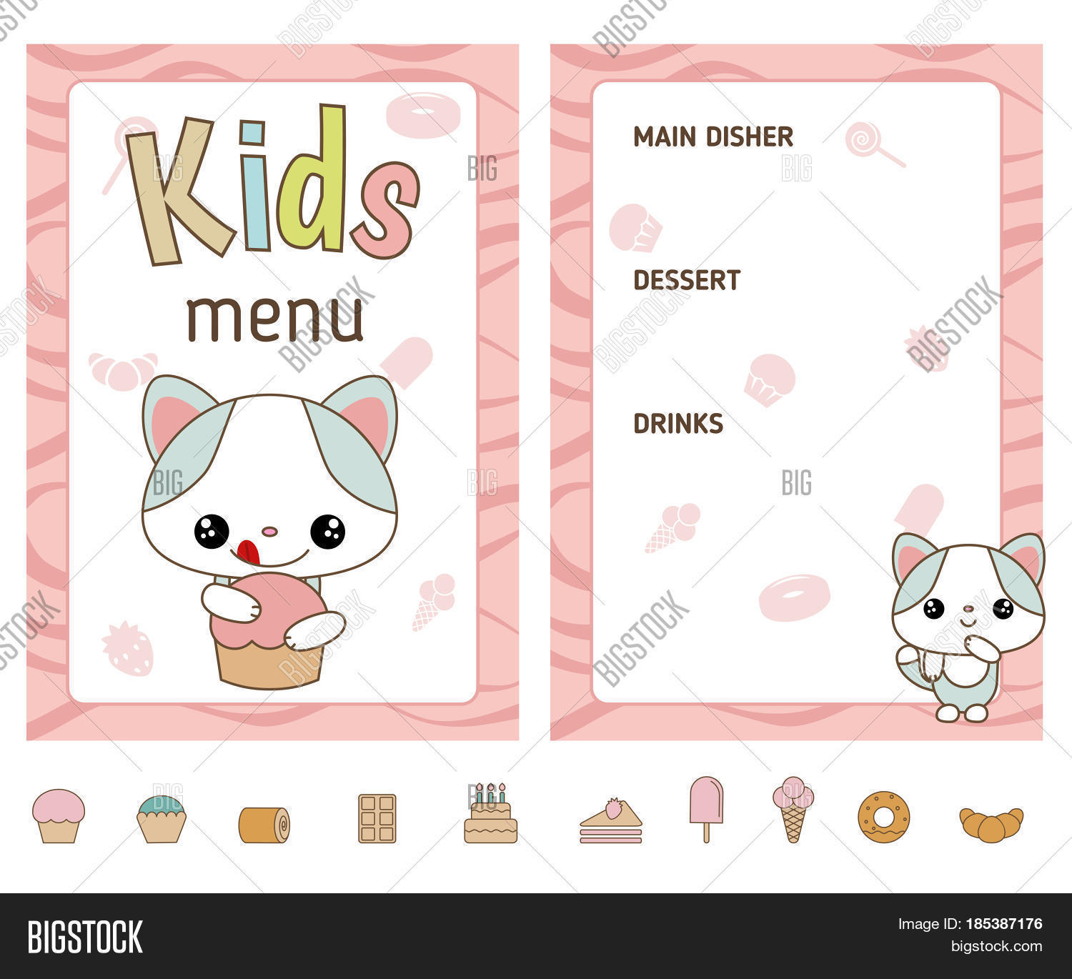 Kids Menu Card Cute Vector & Photo (Free Trial) | Bigstock