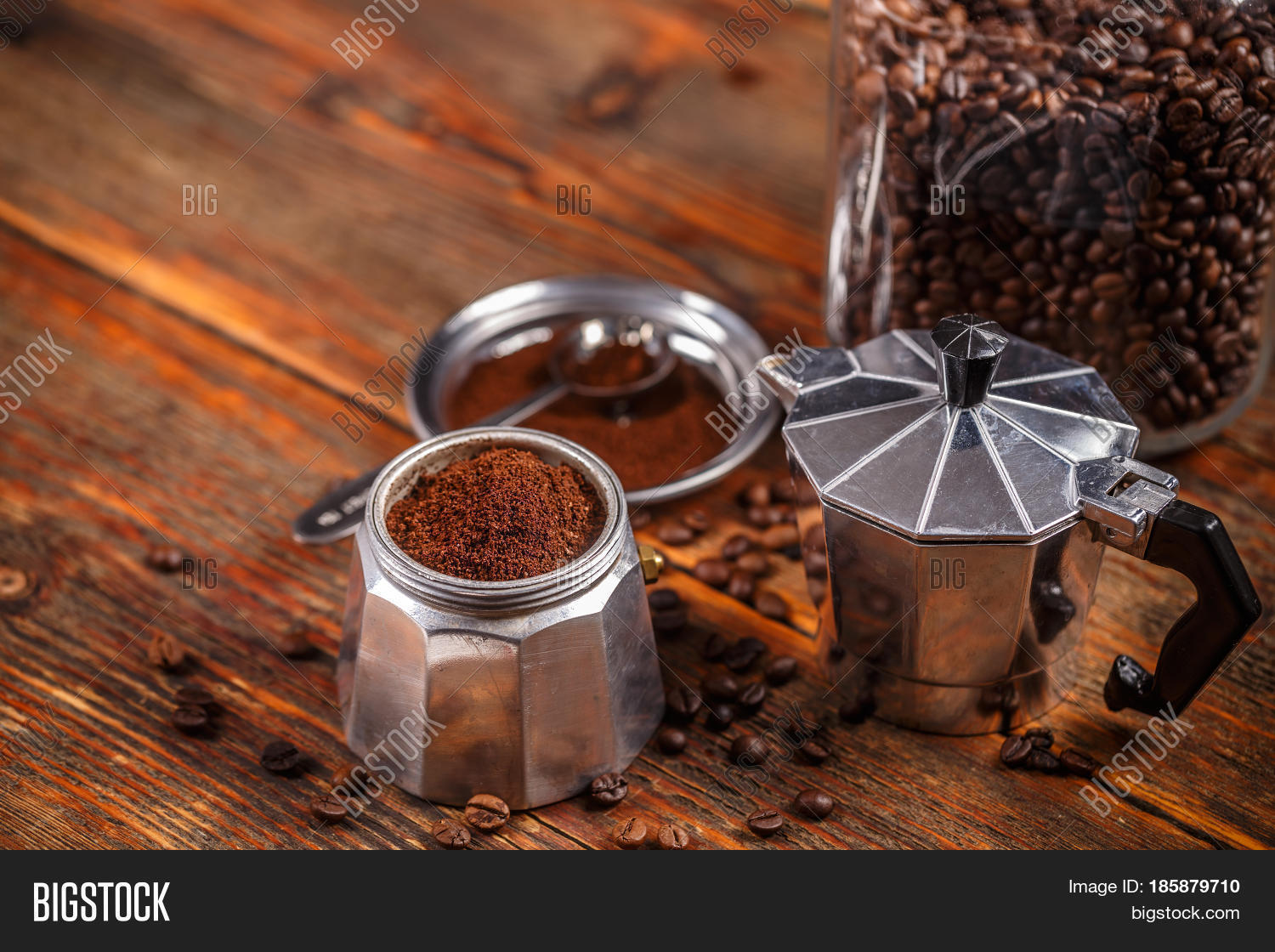Ground Coffee Moka Pot Image & Photo (Free Trial) | Bigstock