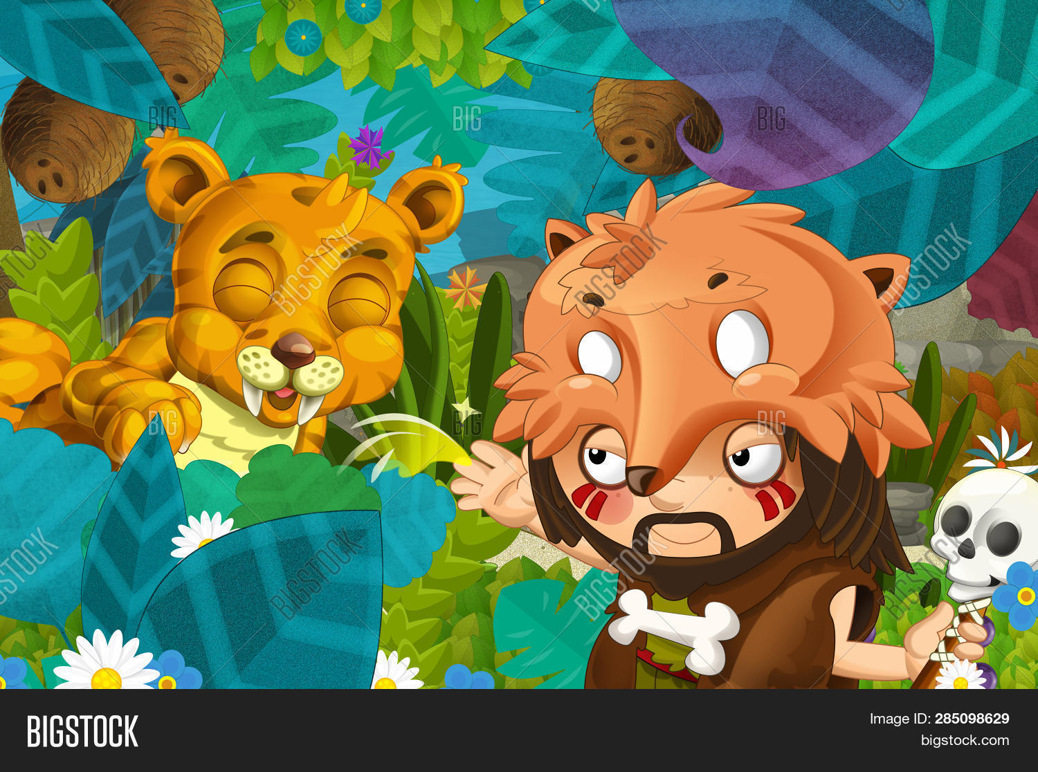 Cartoon Scene Caveman Image & Photo (Free Trial) | Bigstock