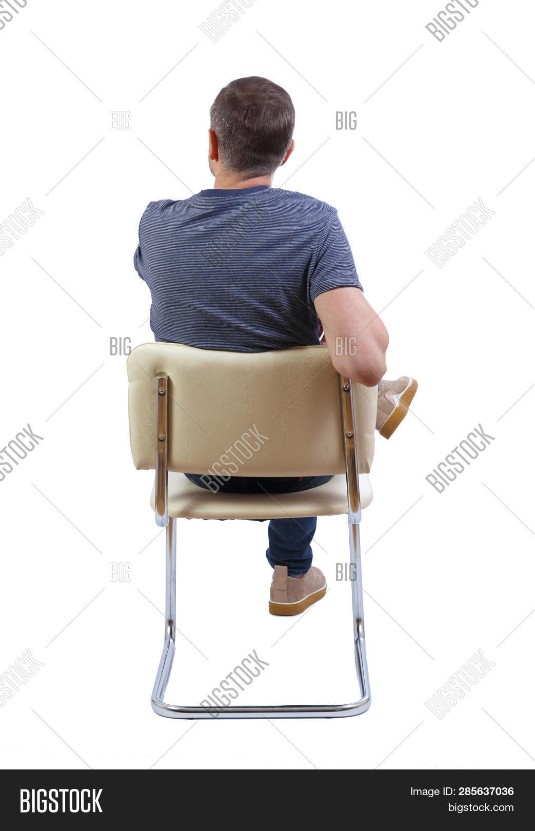 Person Sitting Back White Background