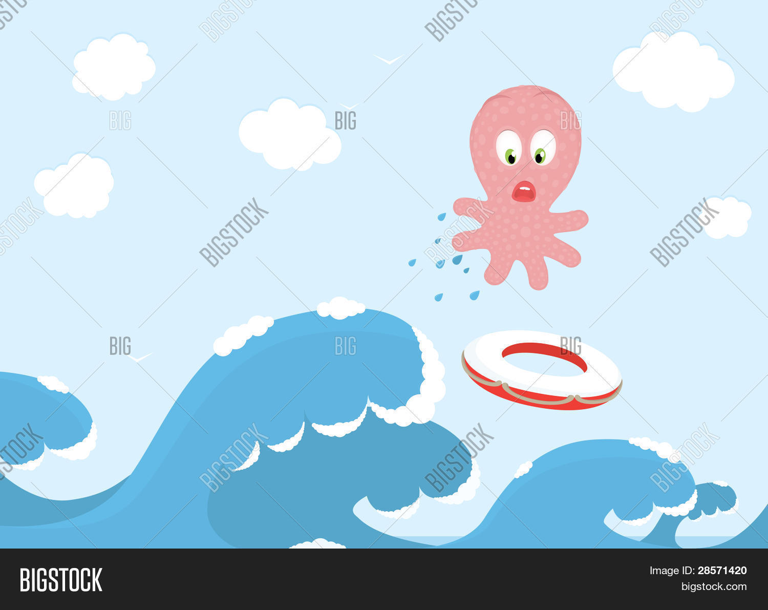 Octopus Jumping Over Vector & Photo (Free Trial) | Bigstock