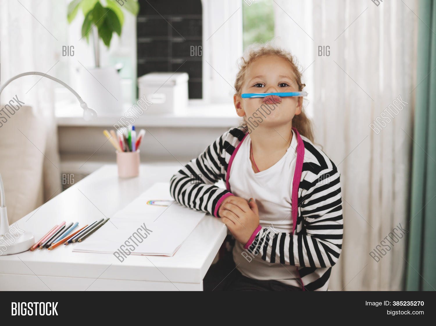 Girl Sitting Table Image & Photo (Free Trial) | Bigstock