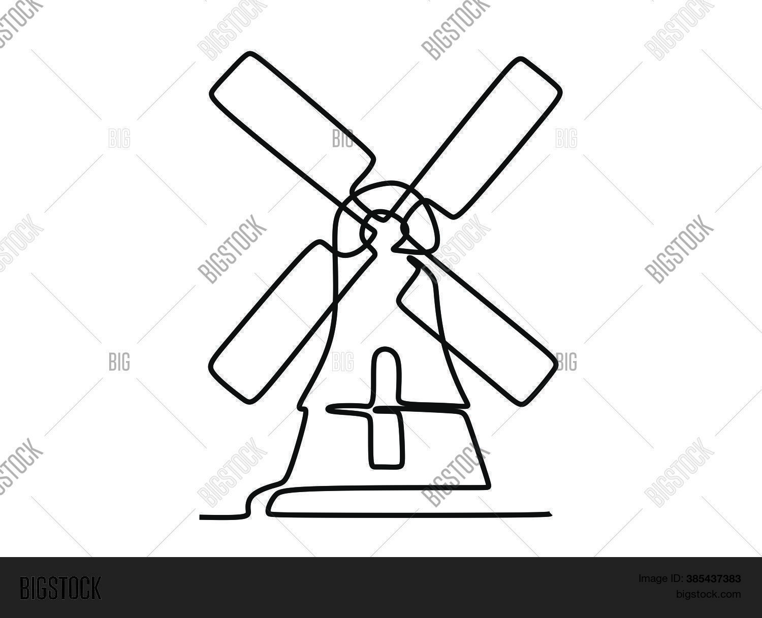 Windmill Continuous Vector & Photo (Free Trial) | Bigstock